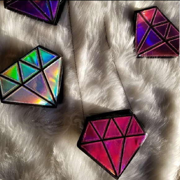 Bags | Holographic Diamond Shape Bag | Poshmark